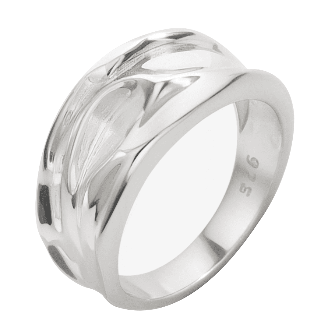 925 Wave Texture Sterling Silver Ring, Seamless Closed Band, Polished Unisex Jewelry with Gift ...