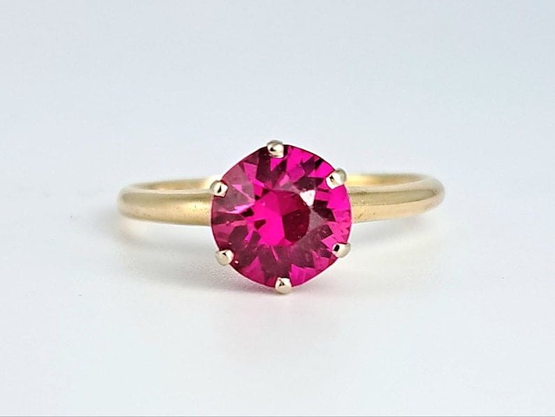 925 Yellow Gold Plated Sterling Silver Ruby Gemstone Ring, engagement ...