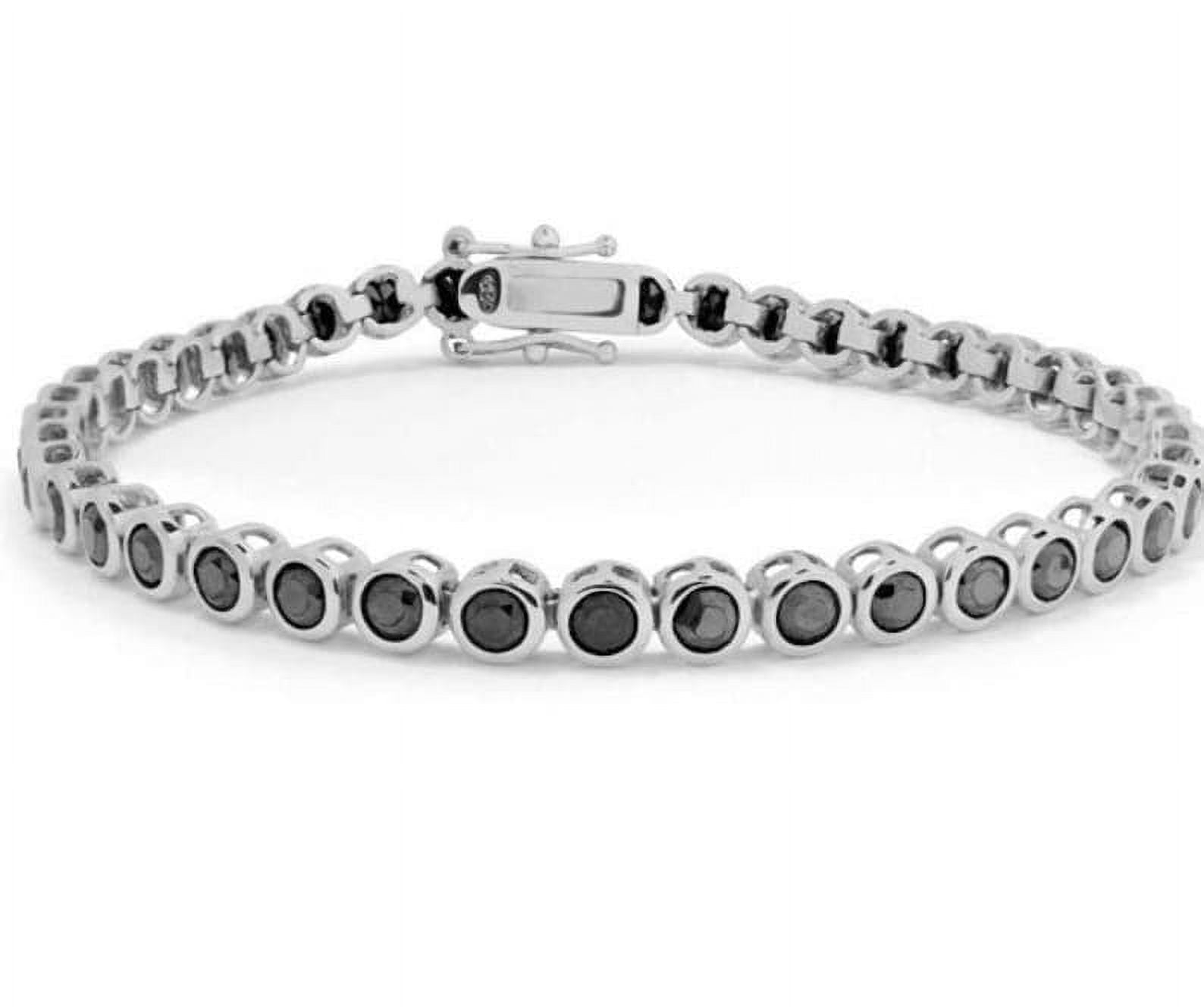 925 silver Black spinel Bezel Tennis Bracelet With Black Rhodium ...