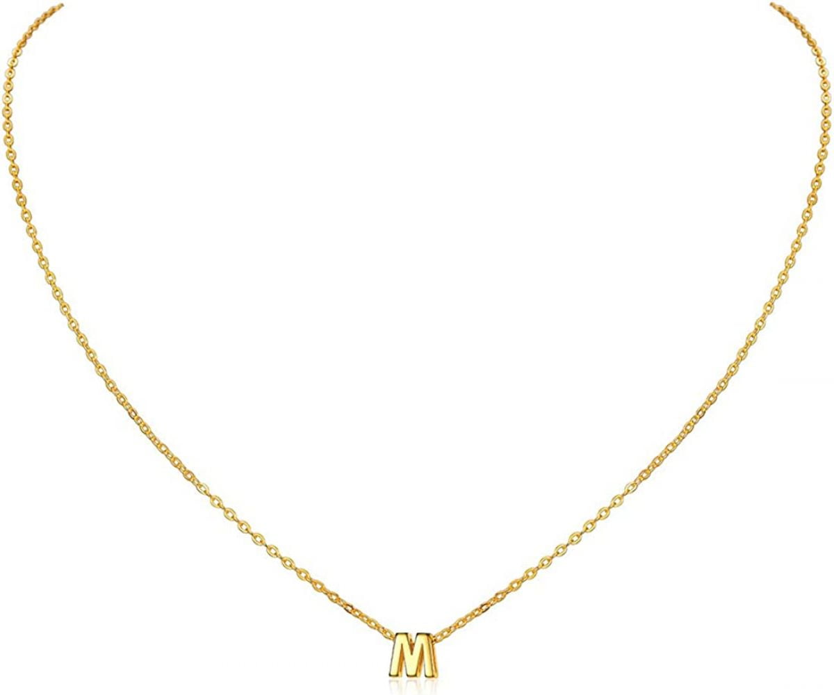 NeveLance 925 silver letter chain A to Z platinum/18k necklace with ...