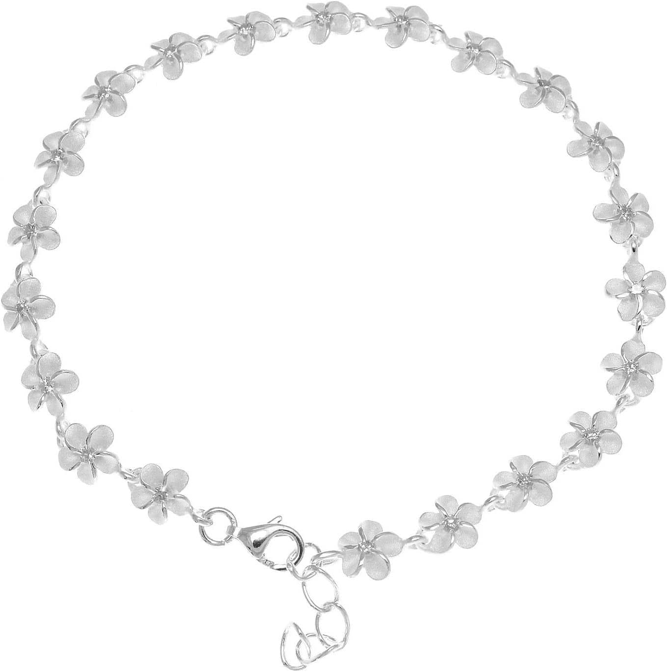 925 sterling silver Hawaiian plumeria flower cz 6mm bracelet 7" - Walmart.com