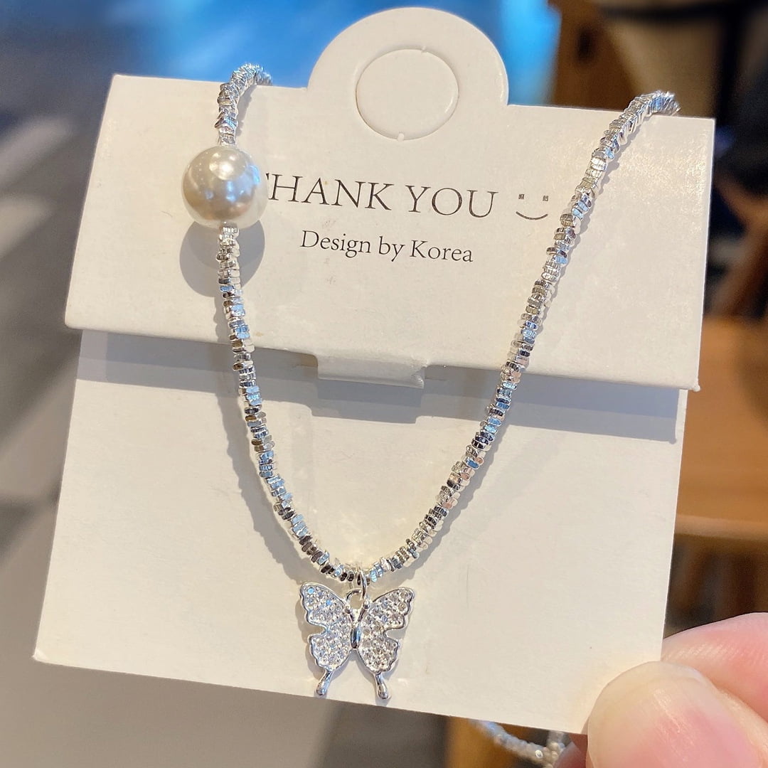 925 sterling silver butterfly broken silver necklace new fashion light ...