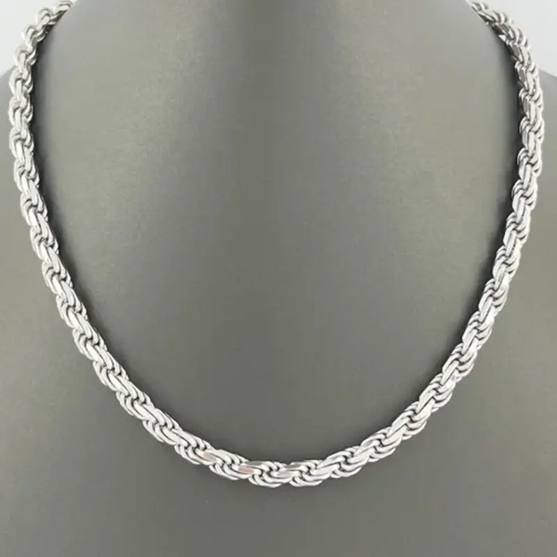 925 sterling silver diamond cut rope chain 5mm, elegant and comfortable ...
