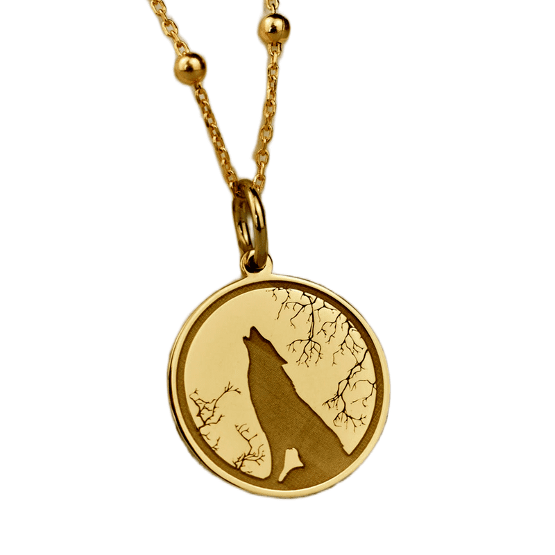 925 sterling silver necklace 28mm|18 inch chain|howling wolf disc charm ...