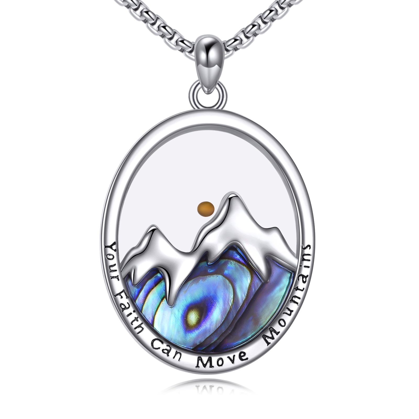 925 sterling silver oval-shaped abalone, scallop, mustard seed mountain ...