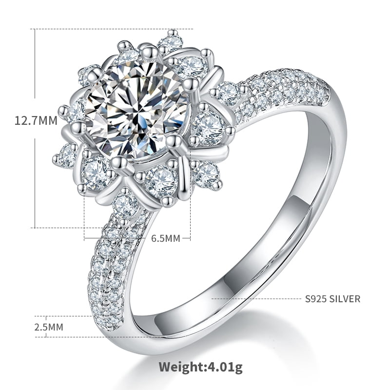 925 sterling silver plated 18K white gold engagement ring, women's ...