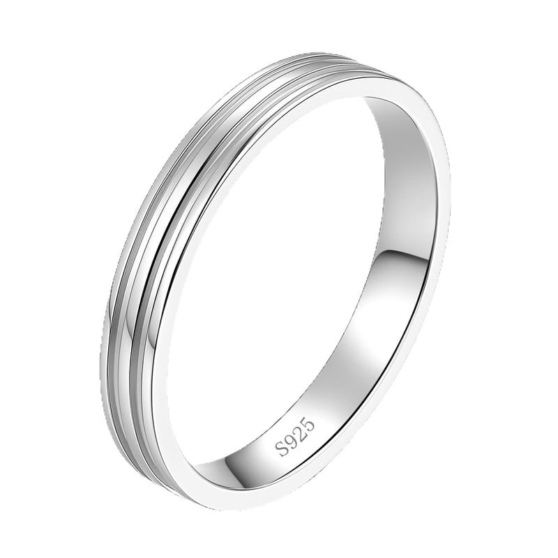 925 sterling silver ring, high polished plain face dome wedding ring ...