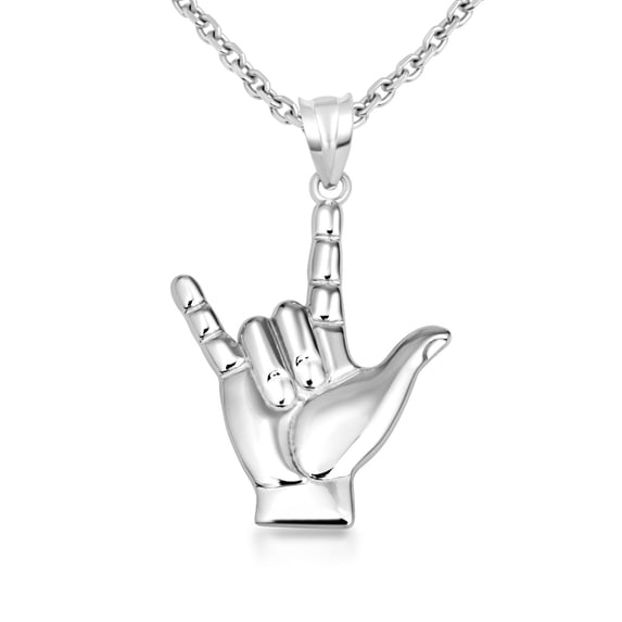 .925Sterling Silver ASL Sign Language I Love You (Small) (Pendant with ...