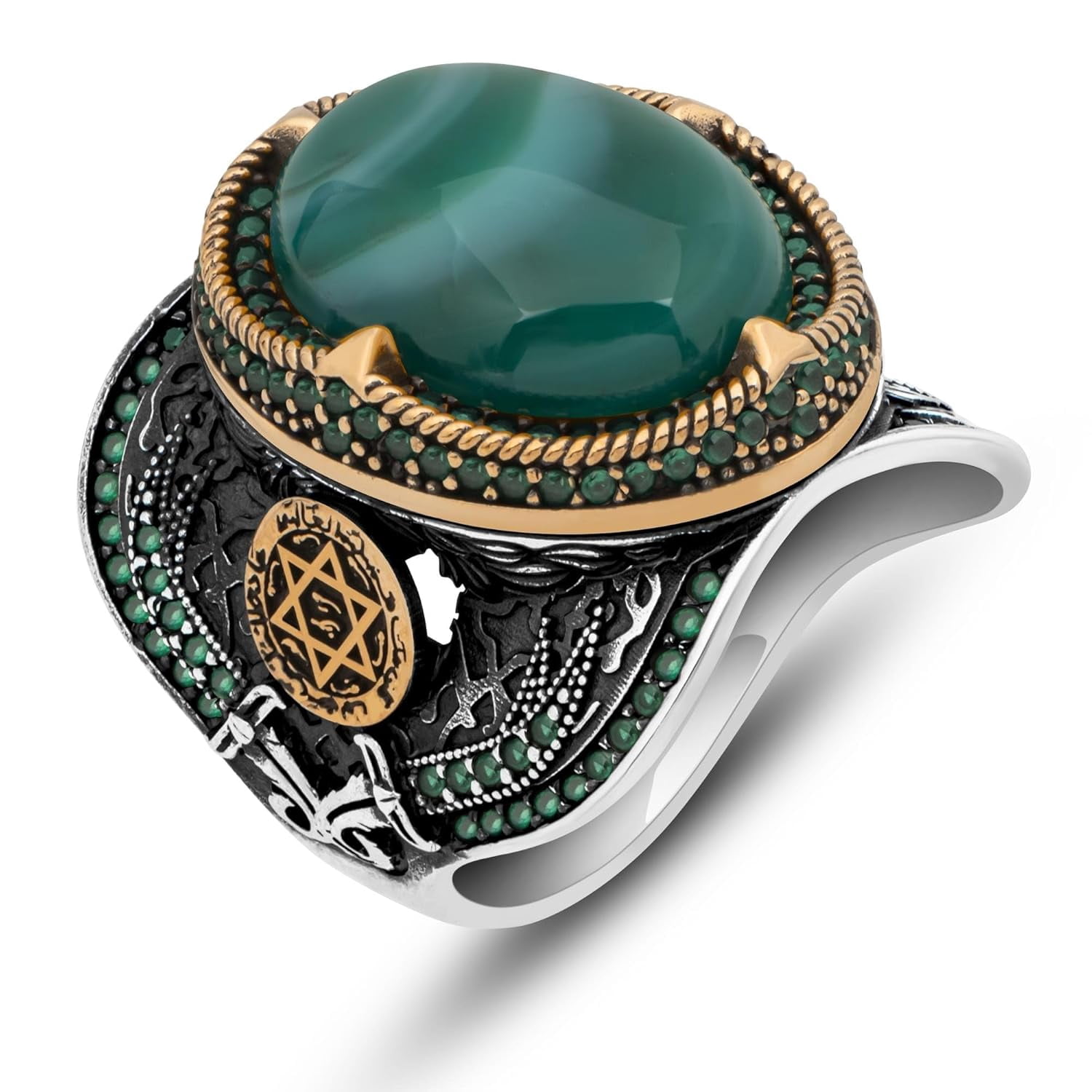 925k Silver Mens Ring-Handmade Mens Ring-Agate Stone Ring-Signet Ring ...