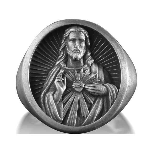 925k Sterling Silver 3D Jesus Ring, Engraved Jesus Christ Ring ...