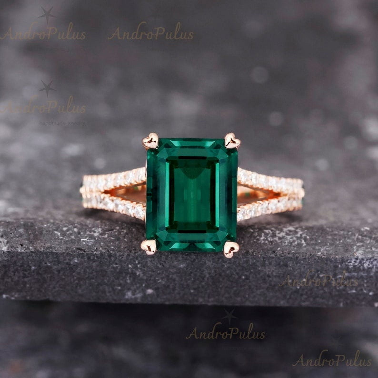 928 sterling silver ring emerald cut natural emerald engagement ring ...