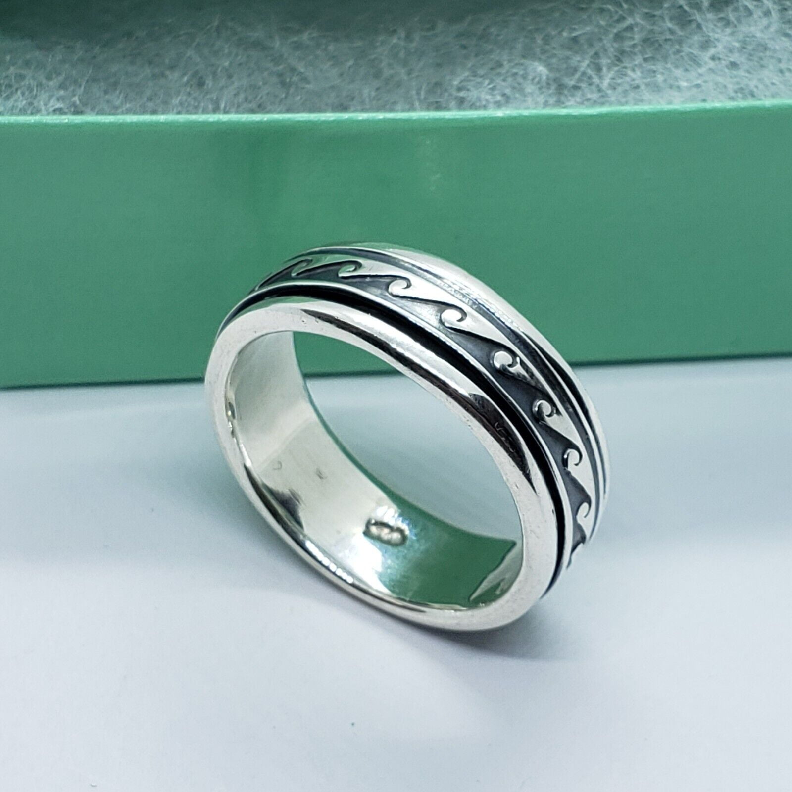 929 Sterling Silver Spinner Ring with Wave Design - Walmart.com