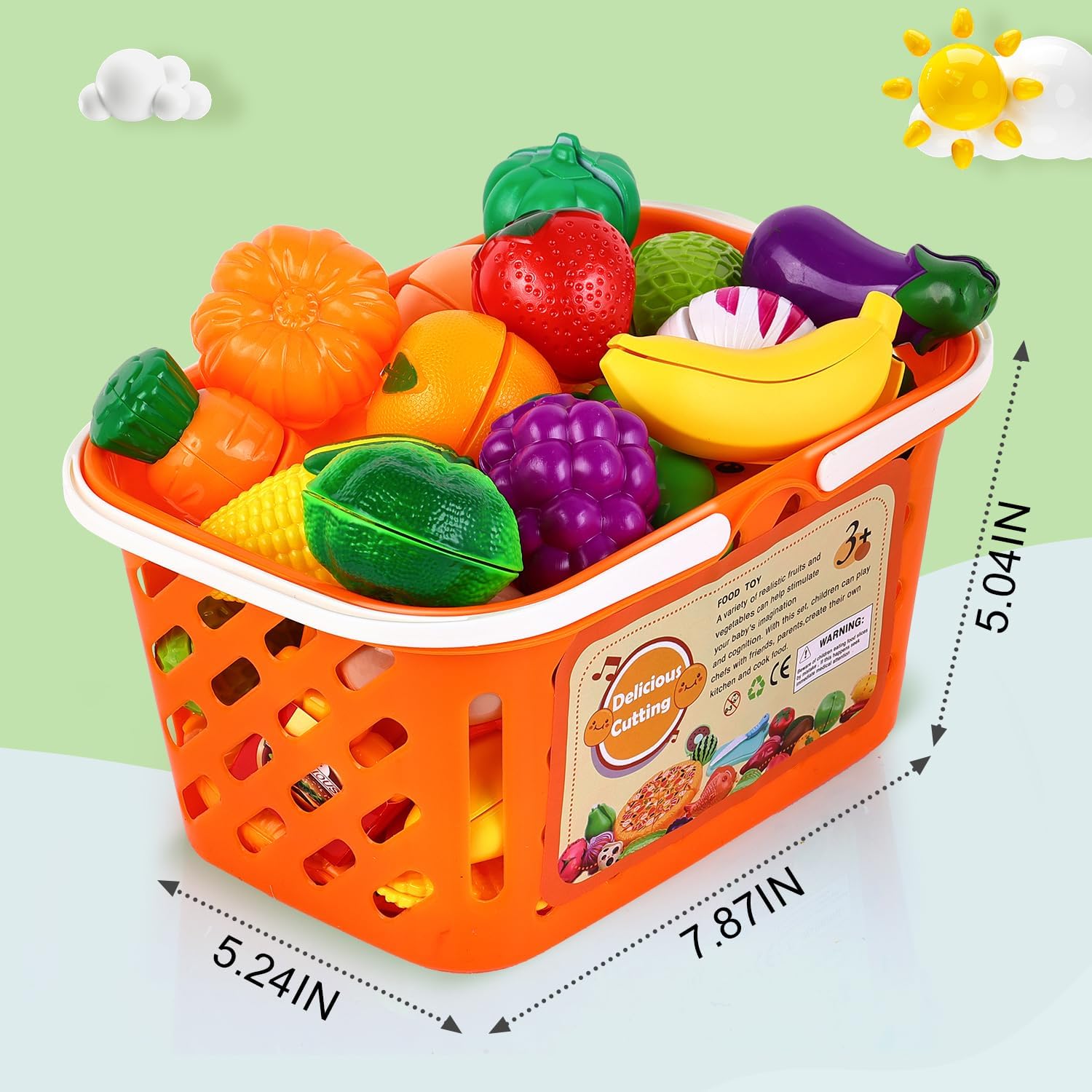 92PCS Food Set, Toddler Kitchen Accessories with Cutting Fruits ...