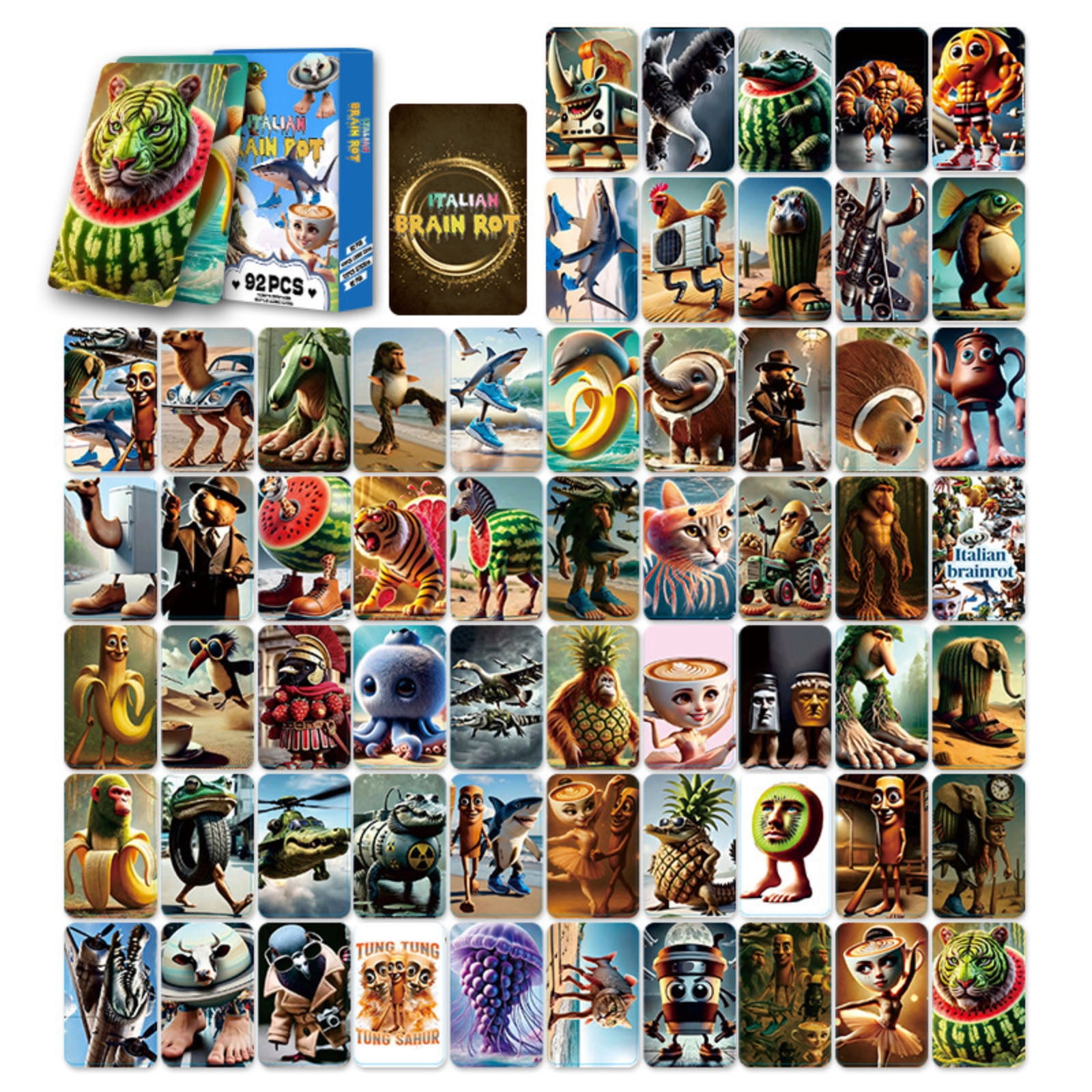 92PCS Italian Brainrot Cards,Collection Tralalero Tralala and Tung Tung ...