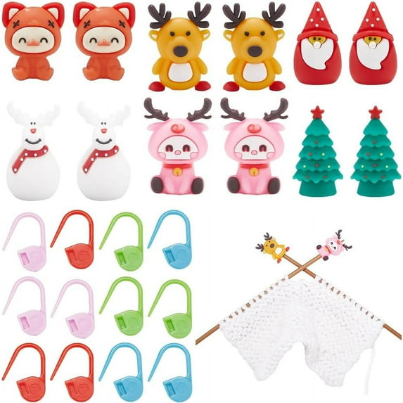 92PCS Knitting Needle Stopper Needles Protectors Cute Animal Snowman ...