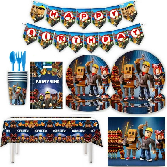 92PCS Roblox Birthday Party Decoration Set Banner Balloon Cake Top ...