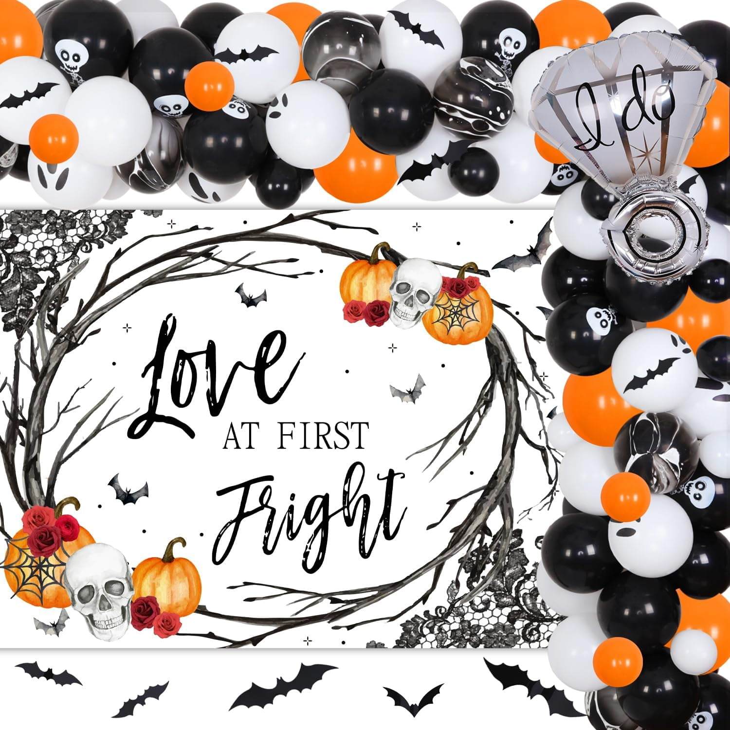 92Pcs Halloween Love at First Fright Engagement Party Decorations Love ...