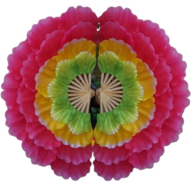 92cm Half-folded Dance Fan Adult Double-sided Peony Hand Fan Square ...