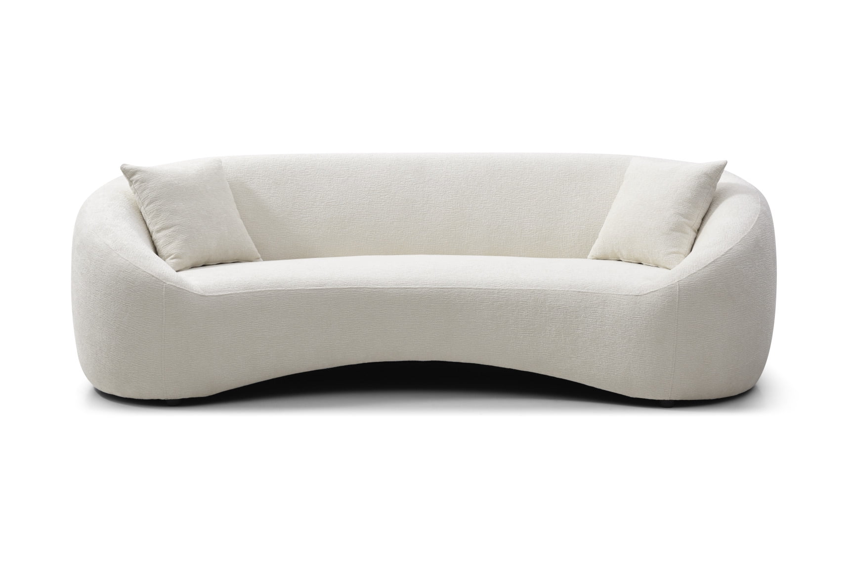 93.31" Minimalist Curved Sofa, 3 Seater Chenille Velvet Upholstered ...