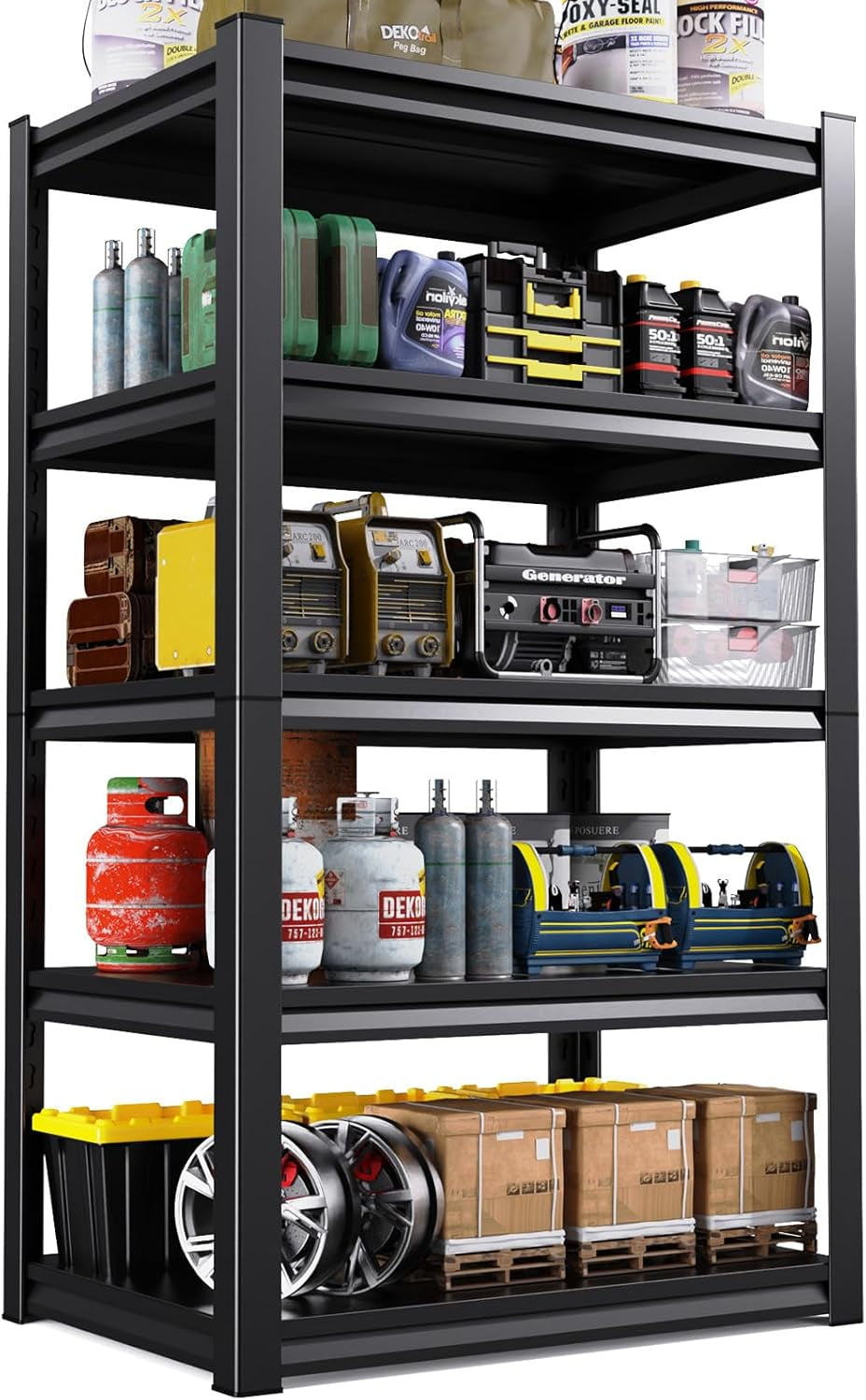 93''HStorage Shelves,5 Tier Garage Shelving 3500LBS Heavy Duty,Metal ...