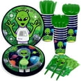 93 PCS Alien Disposable Tableware Set for 8 People, UFO Theme, Includes ...