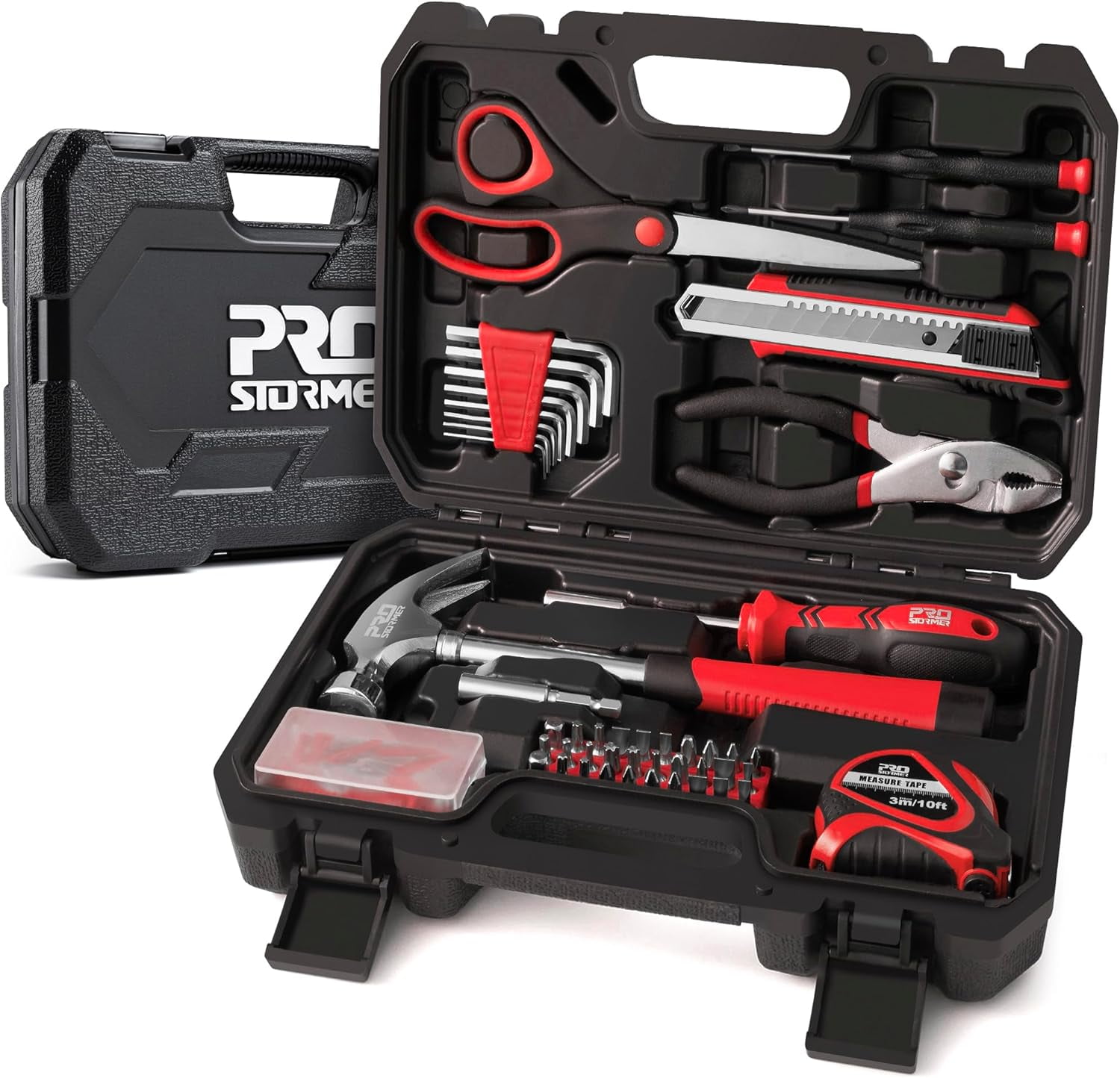93-Piece Tool Kit, Basic Household Repair Tool Set with Toolbox Storage ...