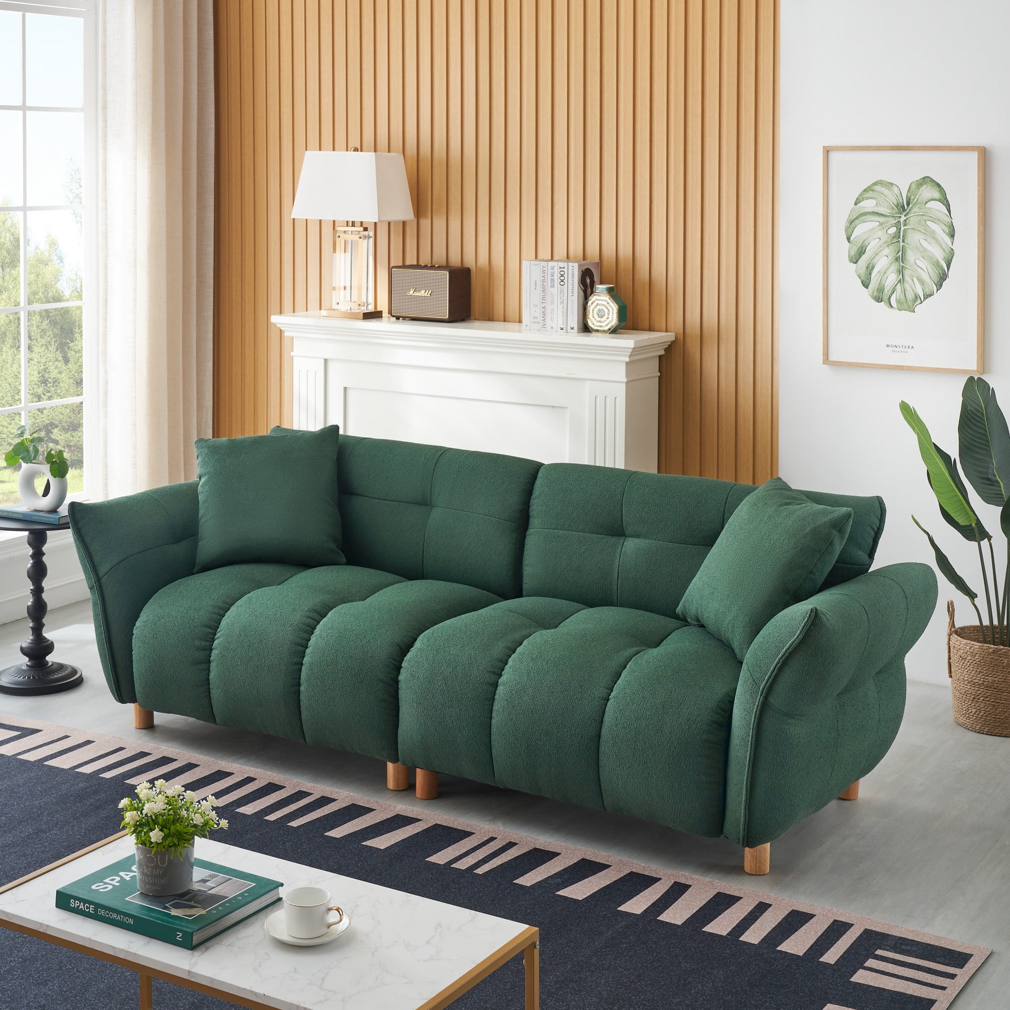 93" Sofa Couch for Living Room,Teddy Upholstered Sofa,3 Seater Couch ...