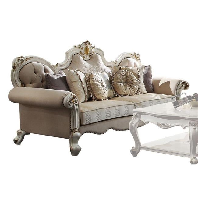 93 in. Fabric Velvet & Pearl Sofa with Three Toss Pillows - Walmart.com