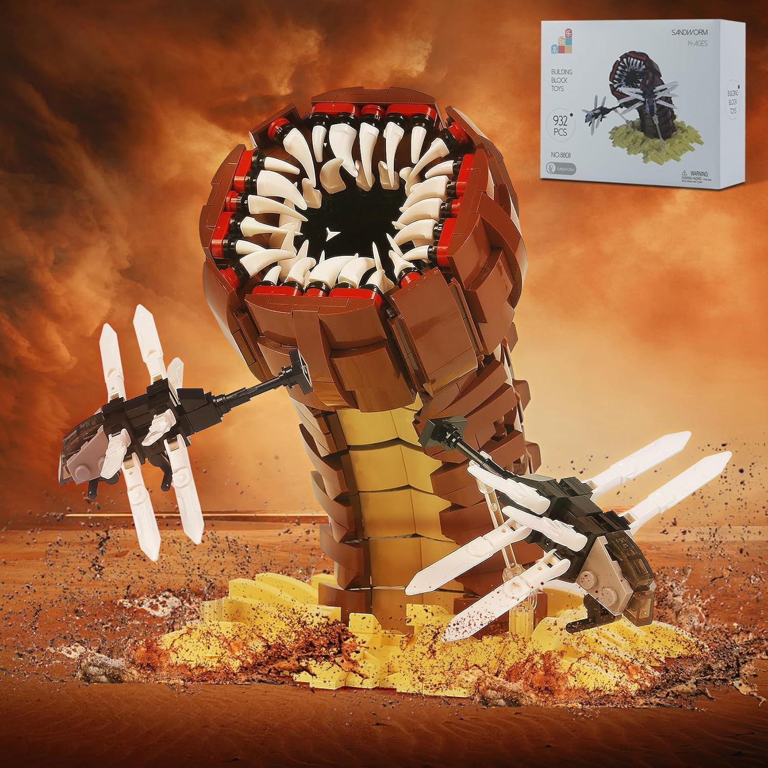 932PCS Sandworm Monster Construction Building Set with Ornithopter Toy ...