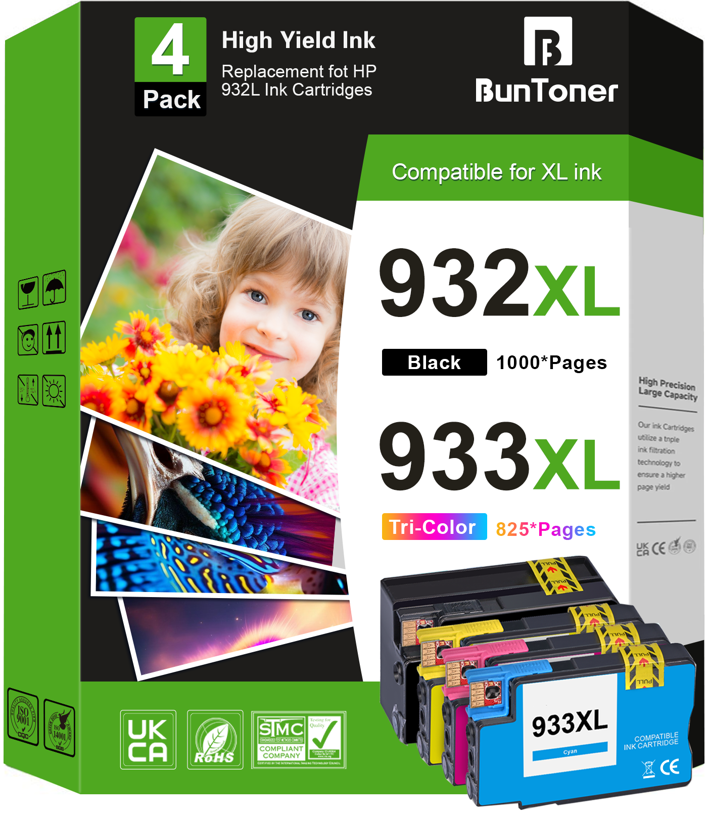 BUNTONER 932XL 933XL Ink Cartridges, Combo Pack for HP OfficeJet 6100 ...