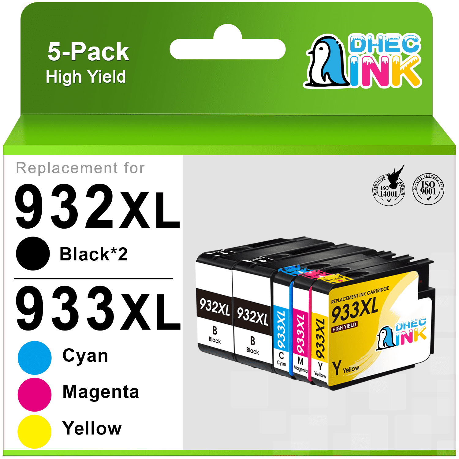 HP 932XL 933XL Ink Cartridge Pack for Officejet 6600/6700/7612/7510 (2 ...