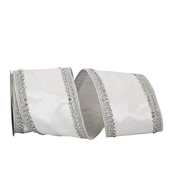 93440W-981-10D Plush Velvet Jewel Trim Wired Edge Ribbon, 4 Inch X 5 ...