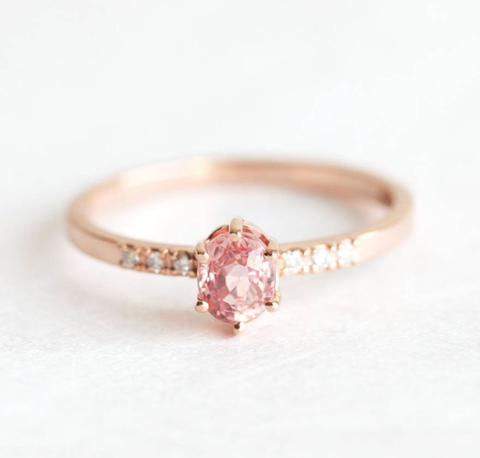 938 Sterling Silver Sapphire Ring with Oval Peach Sapphire Ring Rose ...
