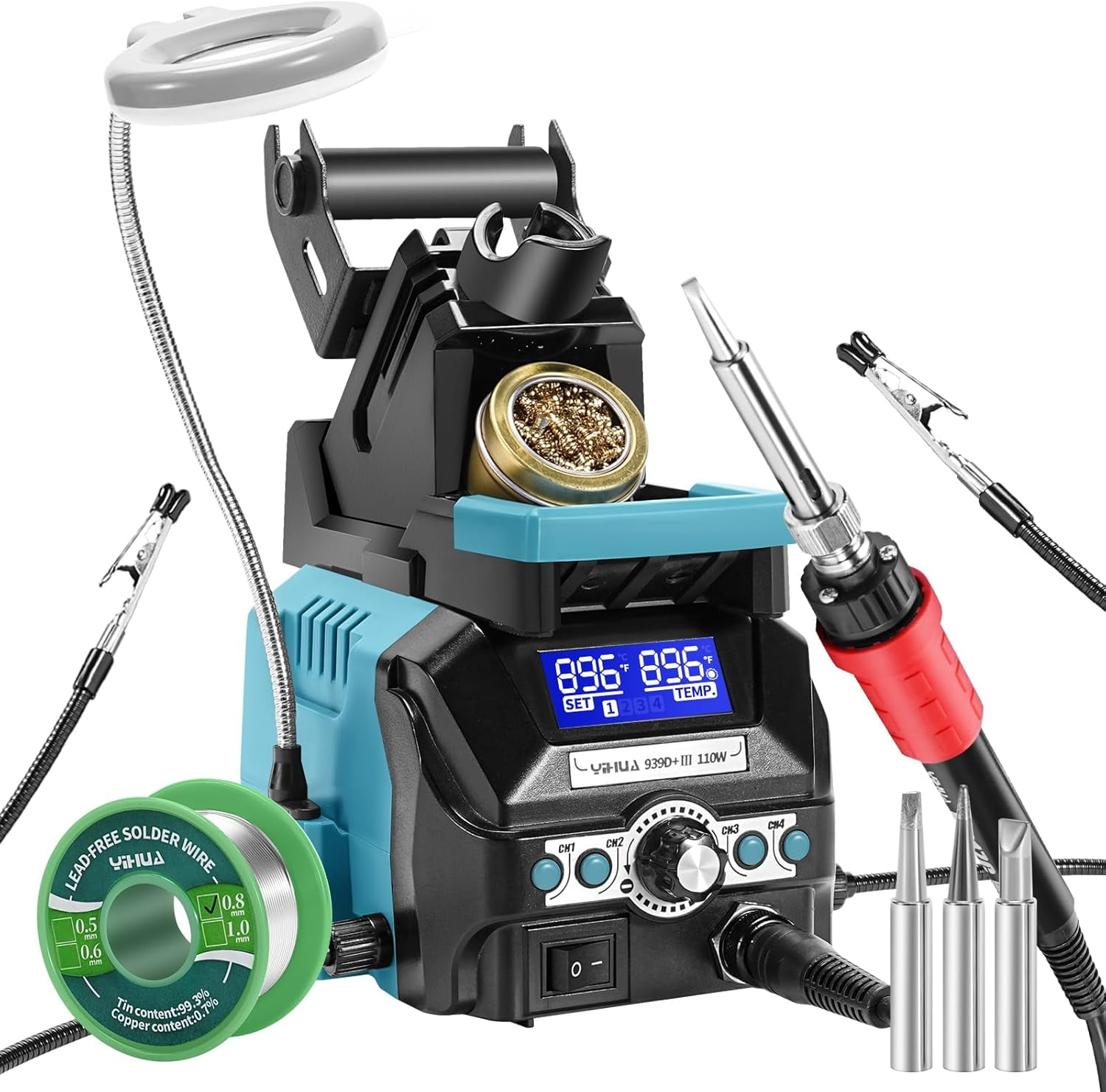 939D+ III EVO Digital Soldering Iron Station Kit 110W High Power with ...