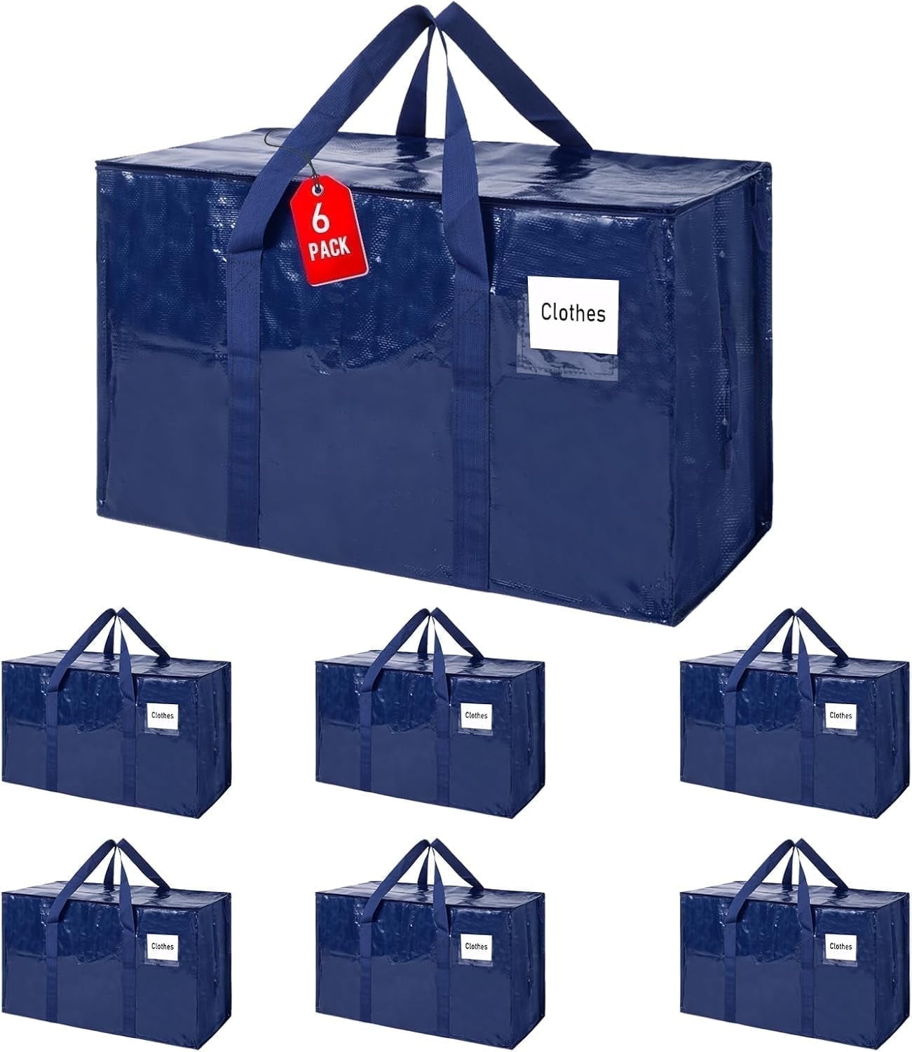 Yonktoo 6 pack Moving Bags Reusable Storage Totes with Zippers and ...