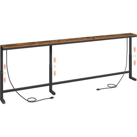 94.4'' Narrow Console Table with Outlet, Adjustable Height (24.3"-32.7 ...