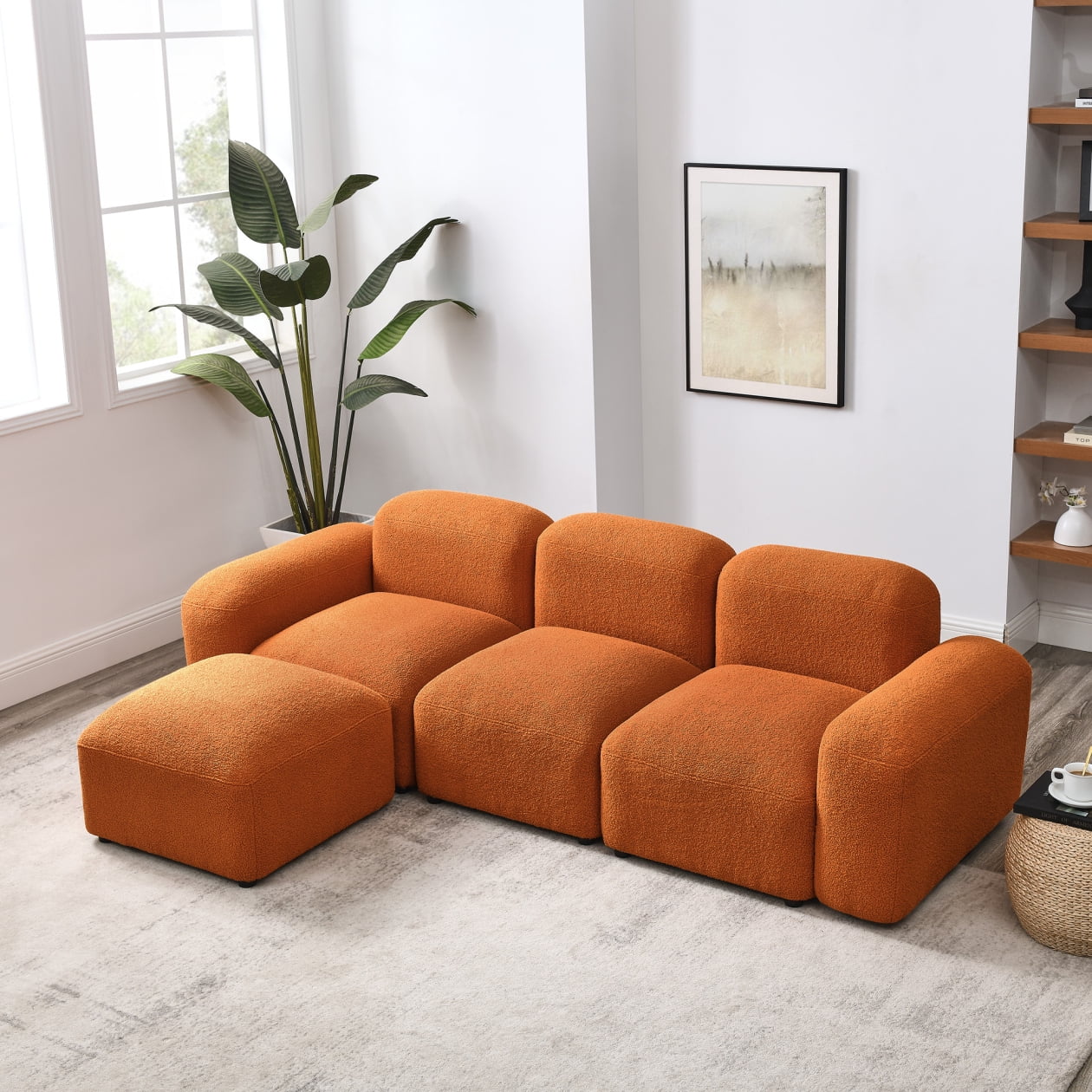 94.5" Convertible Modular Sectional Sofa, L-Shaped Minimalist Futon ...