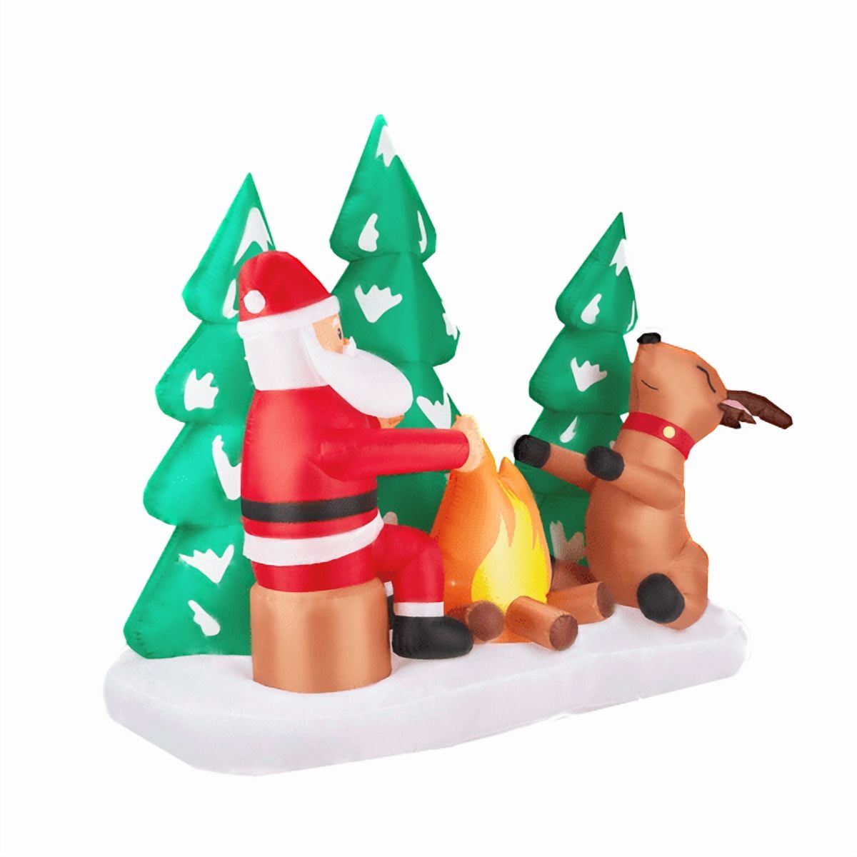 94.5" Giant Christmas Inflatable, Santa & Reindeer Around Orange ...