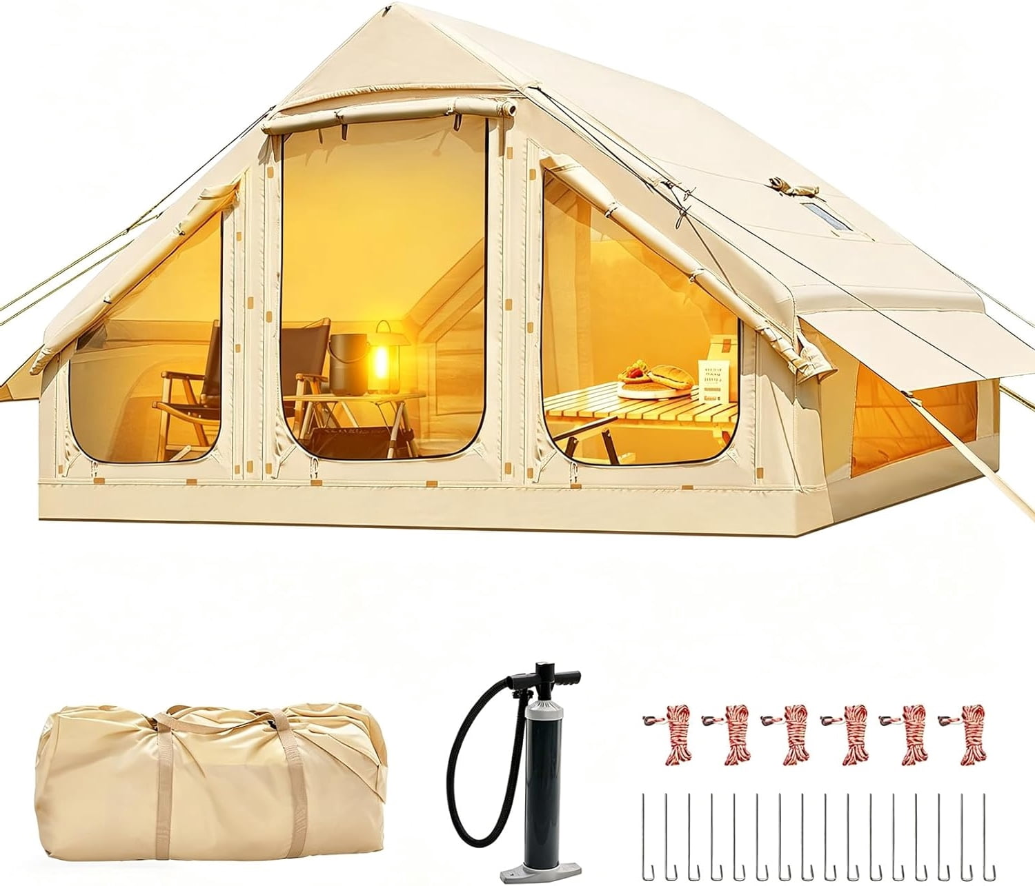 Lilypelle Inflatable Tent, 4-6 Person Hot Tent with Stove Jack ...
