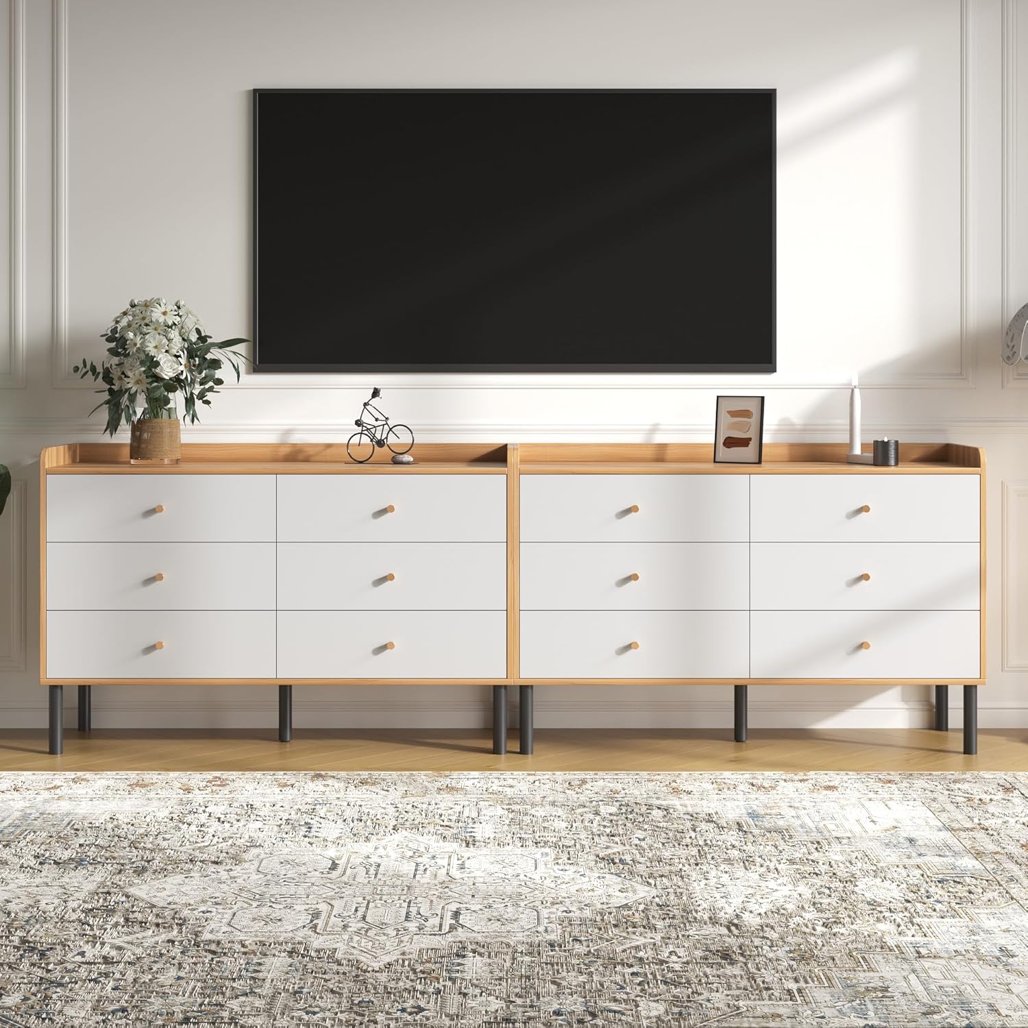 94 Inch Dresser for Bedroom, Dresser Set with 12 Drawers, Large TV ...