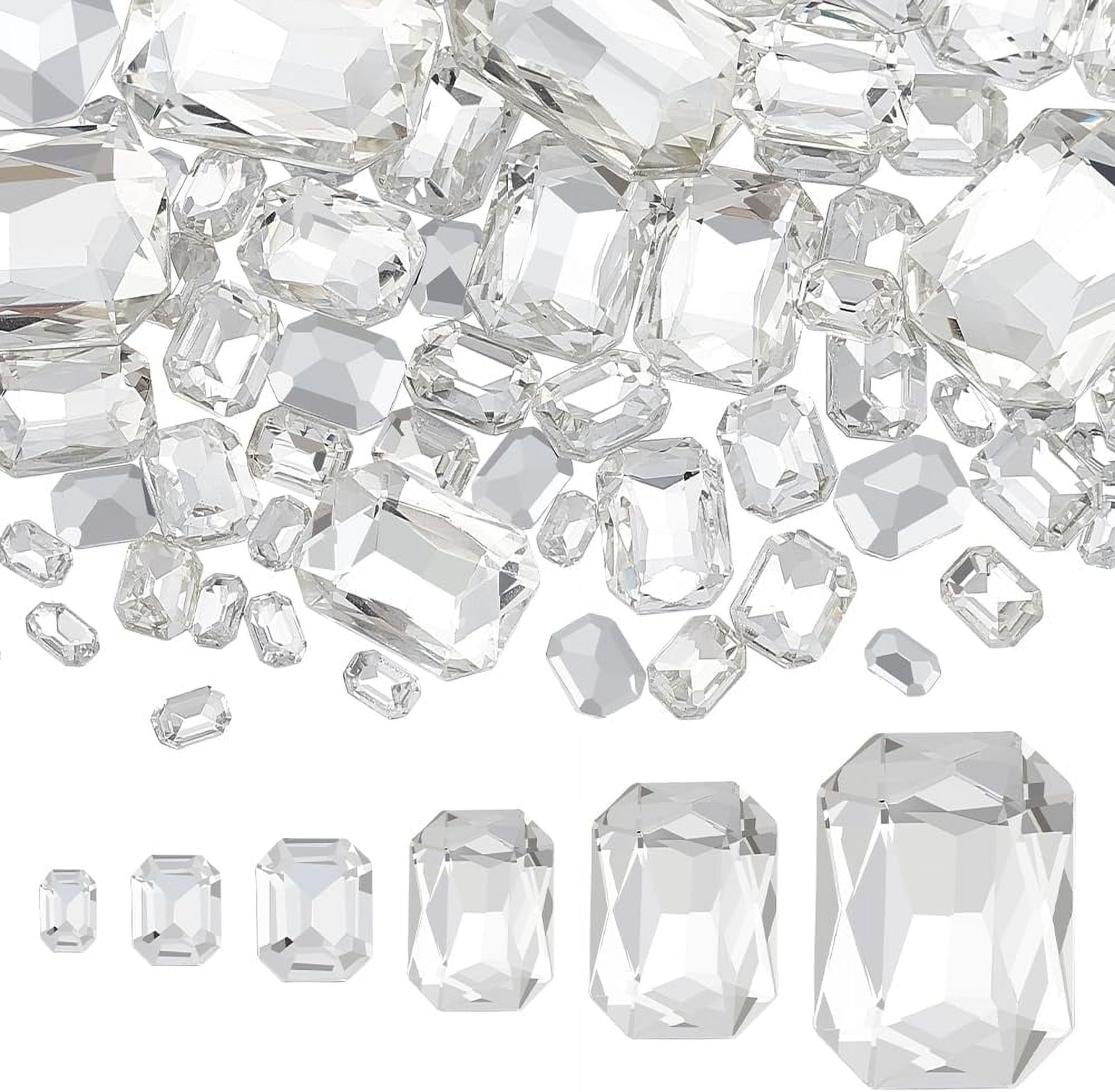 94 Pcs 6 Size Glass Rhinestones Gems Rectangle Pointed Back Rhinestone ...