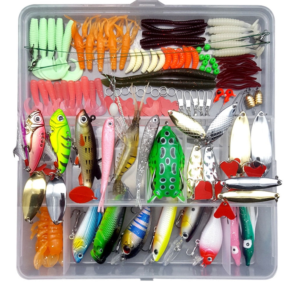 94 Pcs Fishing Lures Set Spoon Hooks Minnow Pilers Hard Lure Kit ...