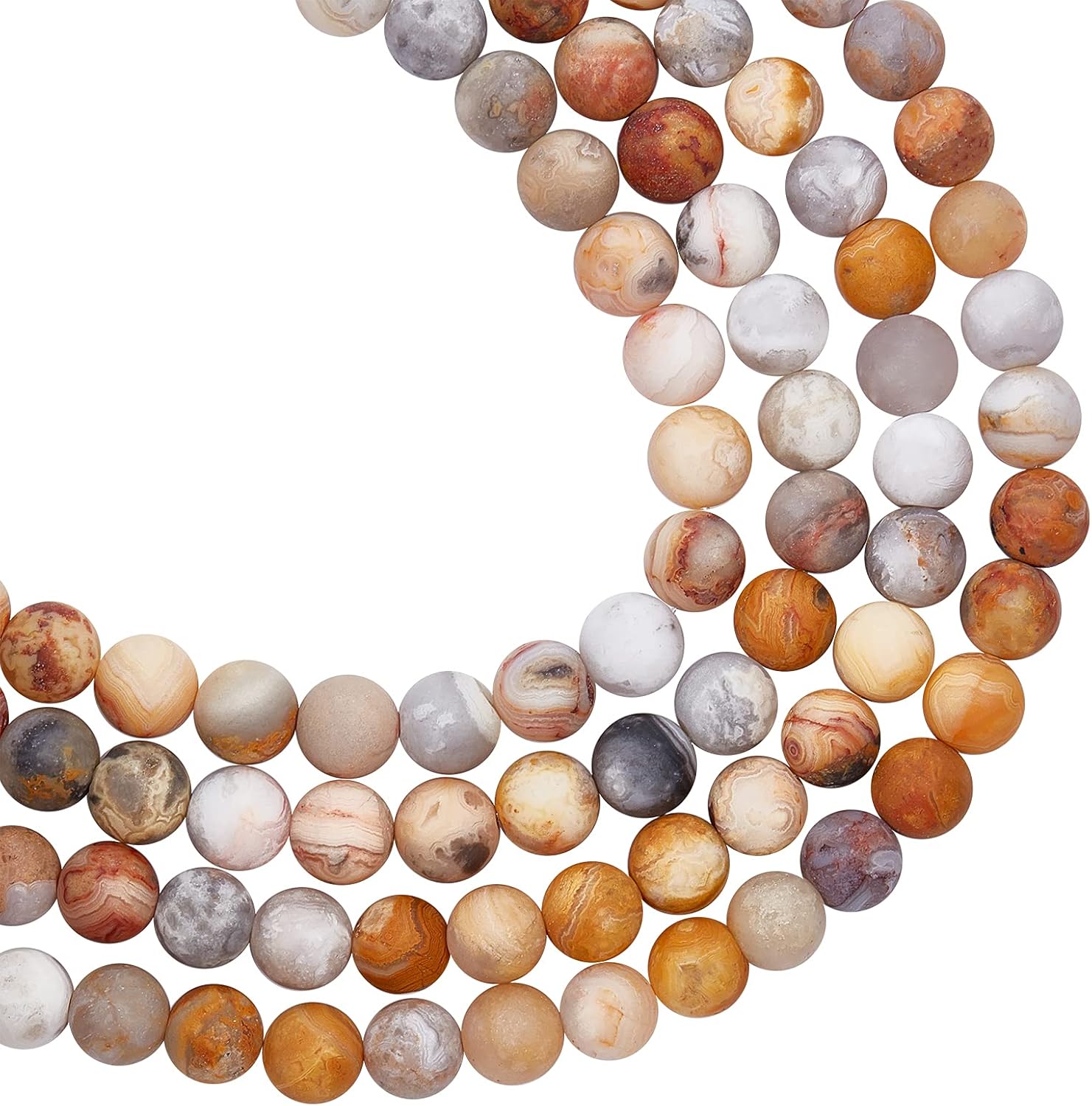 94 Pcs Frosted Natural Stone Beads 8mm Natural Crazy Agate Beads ...