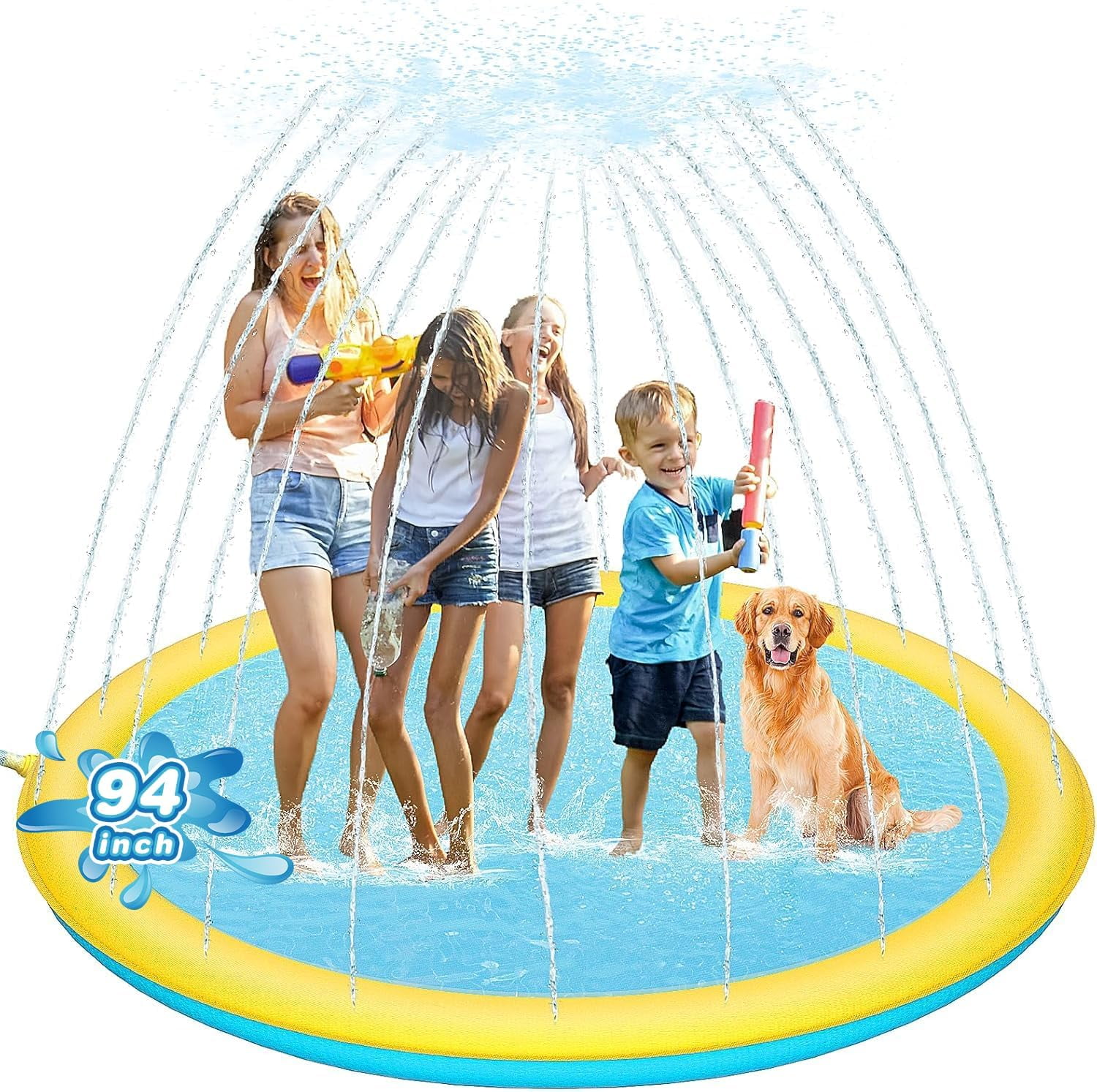 94'' Splash Pad, Non-Slip Splash Pad for Kids and Dogs, Toddler ...