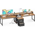 94" Two-Person Computer Desk with Power Outlet & USB Ports, Fabric ...