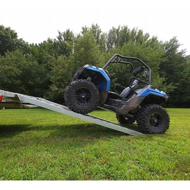94"x15"x3" Aluminum Trailer Loading Ramps with Knife Foot & Hook Ends ...
