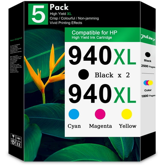 940XL Ink Cartridges Combo Pack (5 Pack) - Compatible for HP 940 Ink ...