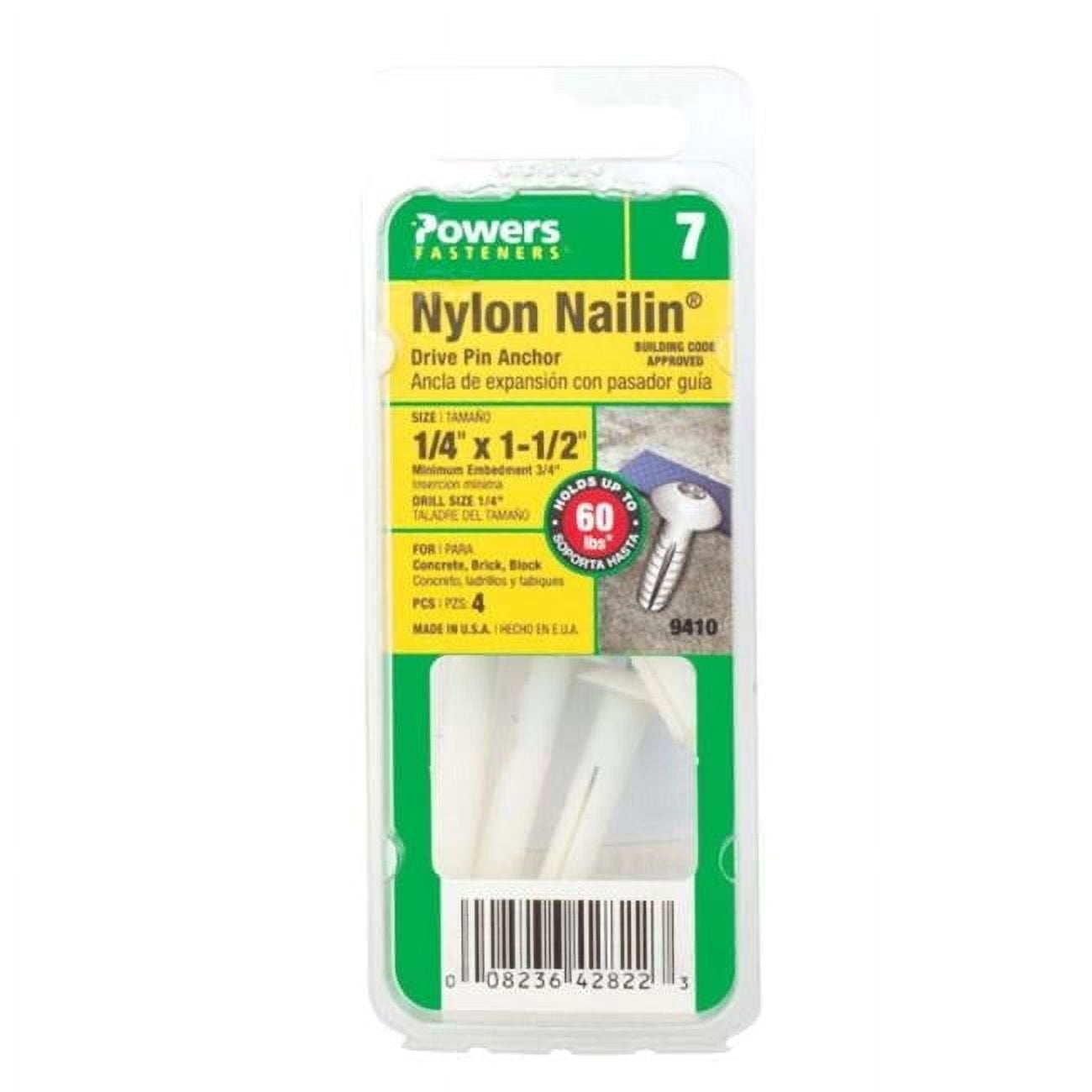 9410 0.25 x 1.5 in. Nylon Nail-in Anchor- pack of 6 - Walmart.com