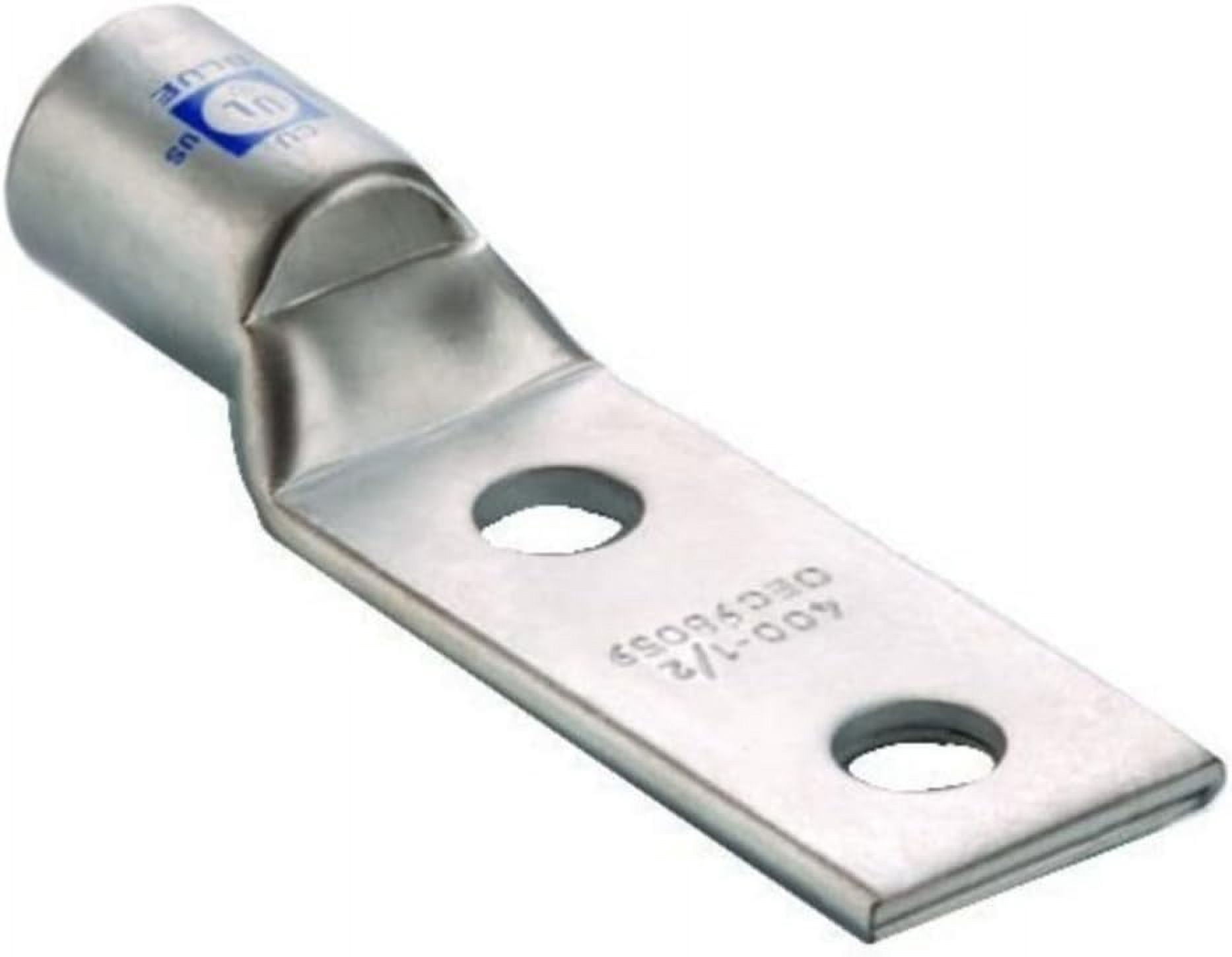94170 Short Barrel Compression Lug, Copper, 2 Holes, 4/0, 5/16 Stud, 1 ...