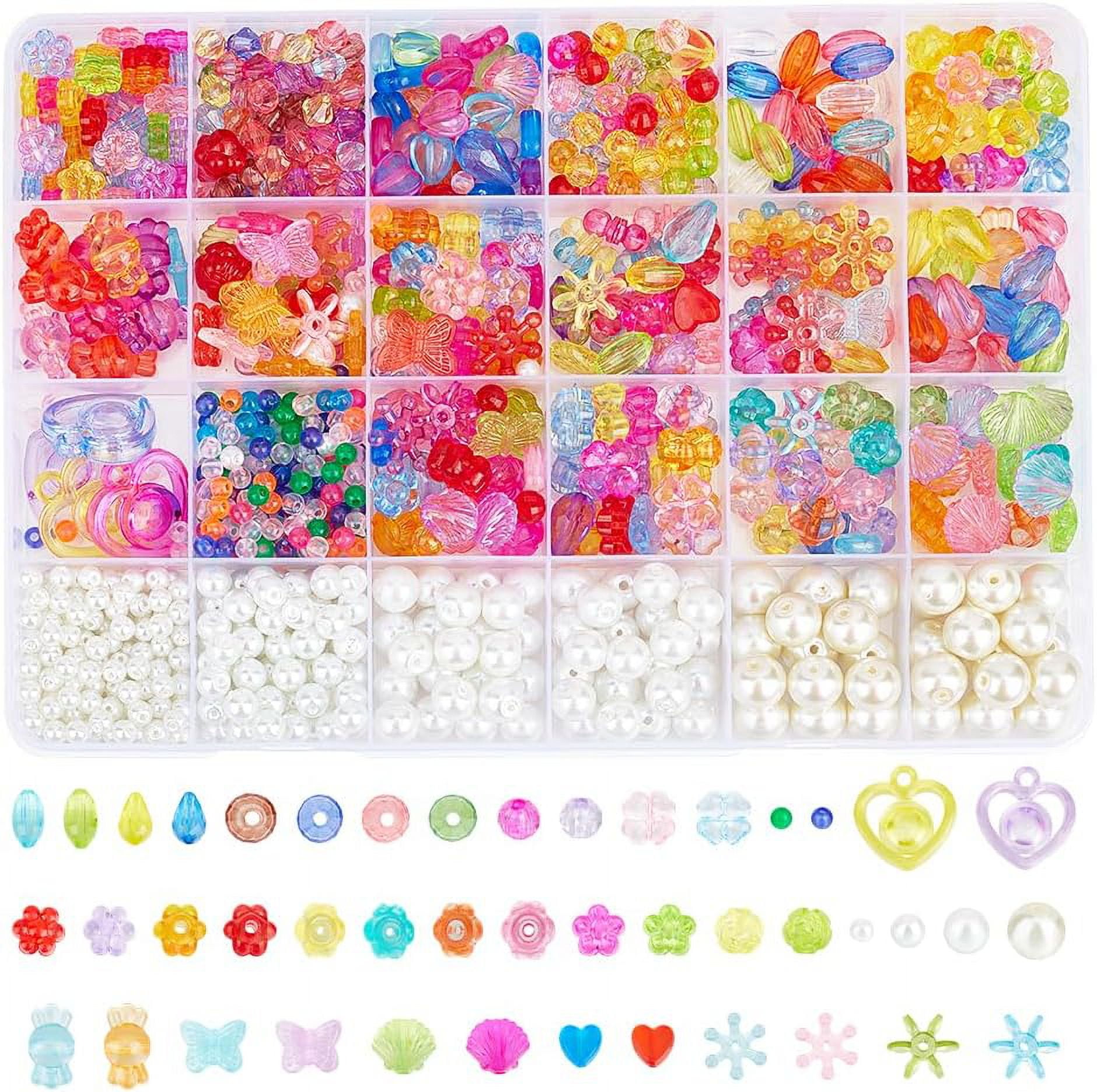 945 Pcs 24 Styles Acrylic Beads Jewelry Making Kit Glass Pearl Bead ...